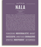 Nala Personalized Name Meaning Art Prints – Name Stories