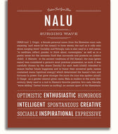 Nalu Personalized Name Meaning Art Prints – Name Stories