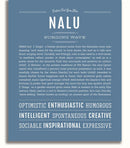 Nalu Personalized Name Meaning Art Prints – Name Stories