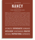 Nancy Personalized Name Meaning Art Prints – Name Stories