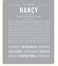 Nancy Personalized Name Meaning Art Prints – Name Stories