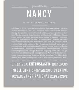 Nancy Personalized Name Meaning Art Prints – Name Stories
