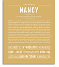 Nancy Personalized Name Meaning Art Prints – Name Stories