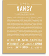 Nancy Personalized Name Meaning Art Prints – Name Stories