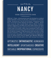 Nancy Personalized Name Meaning Art Prints – Name Stories