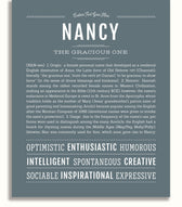 Nancy Personalized Name Meaning Art Prints – Name Stories