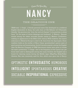 Nancy Personalized Name Meaning Art Prints – Name Stories