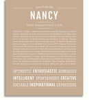 Nancy Personalized Name Meaning Art Prints – Name Stories