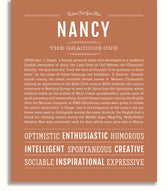 Nancy Personalized Name Meaning Art Prints – Name Stories