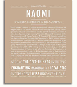 Naomi Personalized Name Meaning Art Prints – Name Stories