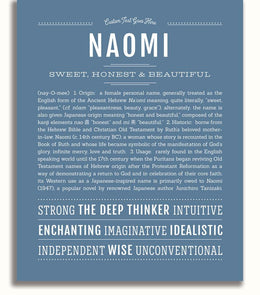 Naomi Personalized Name Meaning Art Prints – Name Stories