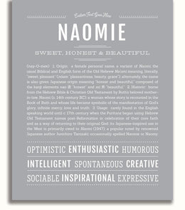 Naomie Personalized Name Meaning Art Prints – Name Stories