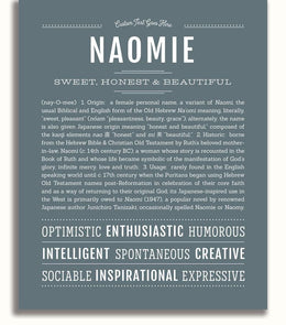 Naomie Personalized Name Meaning Art Prints – Name Stories