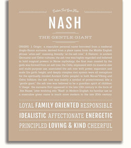 Nash Personalized Name Meaning Art Prints – Name Stories
