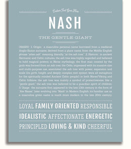 Nash Personalized Name Meaning Art Prints – Name Stories