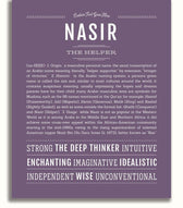 Nasir Personalized Name Meaning Art Prints – Name Stories