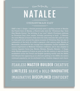 Natalee Personalized Name Meaning Art Prints – Name Stories