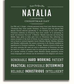 Natalia Personalized Name Meaning Art Prints – Name Stories