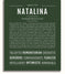 Natalina Personalized Name Meaning Art Prints – Name Stories