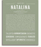 Natalina Personalized Name Meaning Art Prints – Name Stories