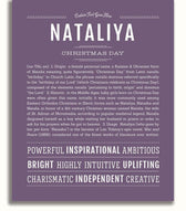 Nataliya Personalized Name Meaning Art Prints – Name Stories