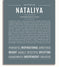 Nataliya Personalized Name Meaning Art Prints – Name Stories