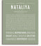 Nataliya Personalized Name Meaning Art Prints – Name Stories