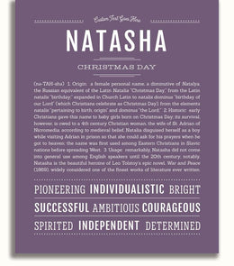 Natasha Personalized Name Meaning Art Prints – Name Stories