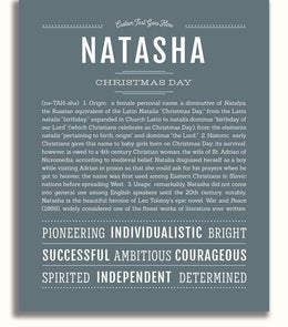 Natasha Personalized Name Meaning Art Prints – Name Stories