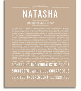 Natasha Personalized Name Meaning Art Prints – Name Stories