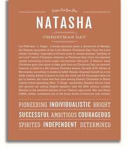 Natasha Personalized Name Meaning Art Prints – Name Stories