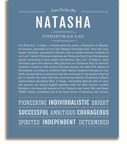Natasha Personalized Name Meaning Art Prints – Name Stories