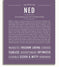 Ned Personalized Name Meaning Art Prints – Name Stories