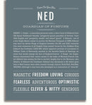Ned Personalized Name Meaning Art Prints – Name Stories