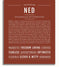 Ned Personalized Name Meaning Art Prints – Name Stories