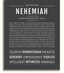Nehemiah Personalized Name Meaning Art Prints – Name Stories