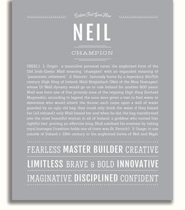 Neil Personalized Name Meaning Art Prints – Name Stories
