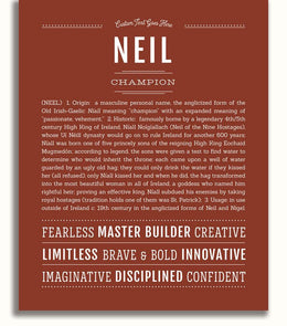 Neil Personalized Name Meaning Art Prints – Name Stories
