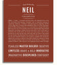 Neil Personalized Name Meaning Art Prints – Name Stories
