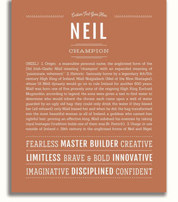 Neil Personalized Name Meaning Art Prints – Name Stories