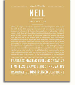 Neil Personalized Name Meaning Art Prints – Name Stories