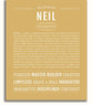 Neil Personalized Name Meaning Art Prints – Name Stories