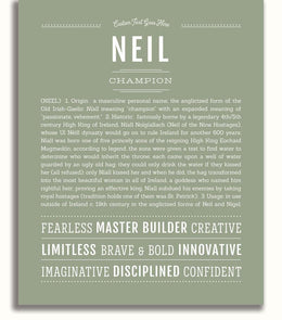 Neil Personalized Name Meaning Art Prints – Name Stories