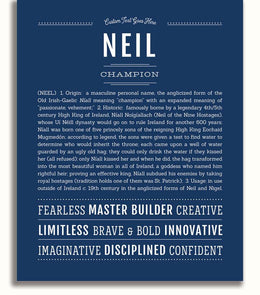 Neil Personalized Name Meaning Art Prints – Name Stories