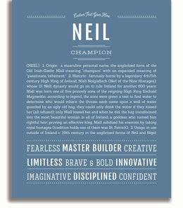 Neil Personalized Name Meaning Art Prints – Name Stories
