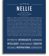 Nellie Personalized Name Meaning Art Prints – Name Stories