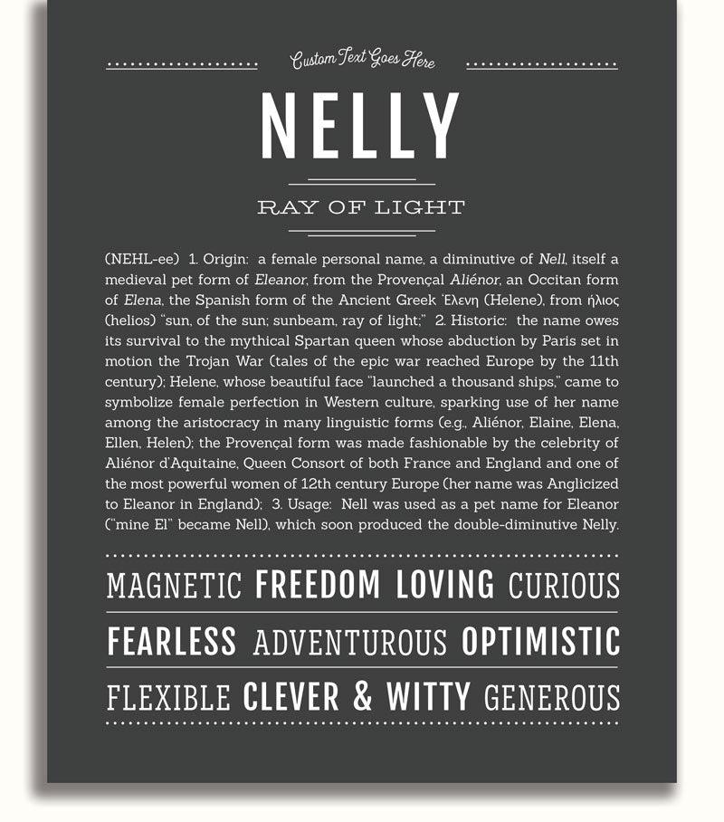 Nelly Personalized Name Meaning Art Prints – Name Stories