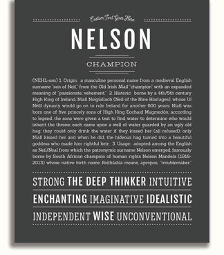 Nelson Personalized Name Meaning Art Prints – Name Stories