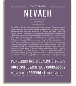 Nevaeh | Name Art Print – Name Stories