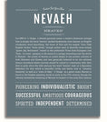 Nevaeh Personalized Name Meaning Art Prints – Name Stories